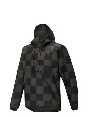 Adidas Wv Jkt Plaid Hooded Track Jacket - Black