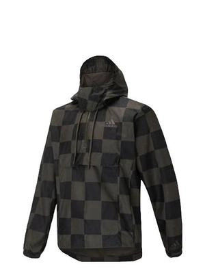 Adidas Wv Jkt Plaid Hooded Track Jacket - Black