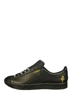 PUMA Clyde Core Leather Foil Sneakers - Black