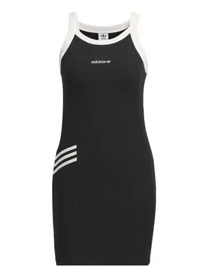 Adidas Originals Ribbed Dress With Signature Stripes - Black/white