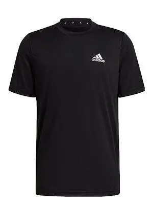 Adidas Solid Color Logo Casual Short Sleeve Black T-shirt - Multi-color