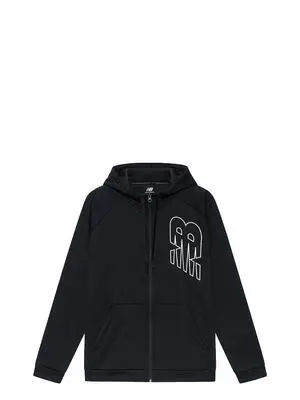 NEW BALANCE Logo Print Fleece Lined Hooded Jacket - Black