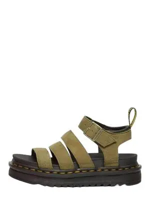 Dr. Martens Dr. Martens Blaire Tumbled Nubuck Strappy Sandals Muted Olive