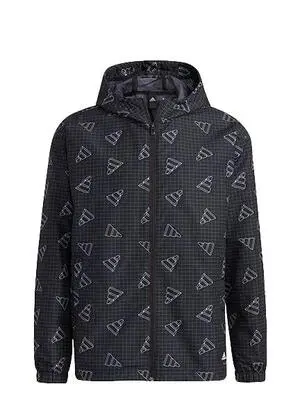 Adidas Full Print Hooded Zip-up Jacket - Black