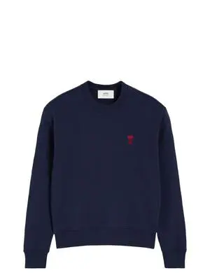 AMI Paris AMI Small Heart Logo Cotton Sweatshirt Navy