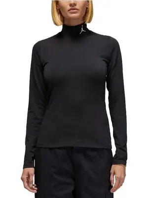 JORDAN Flight Long Sleeve Mock Neck Top - Black