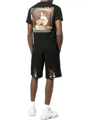 Off-White Ss22 Caravaggio Alphabet Printing Round Neck Pullover Short Sleeve Ordinary Version Black - Multi-color