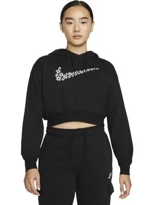 Nike Logo Embroidered Fleece Hoodie - Black
