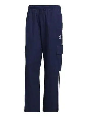 Adidas Originals Logo Stripe Elastic Waistband Sports Cargo Autumn Blue Pants - Default Color
