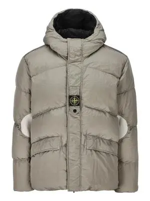 Stone Island Compass-motif Down Puffer Jacket - Grey