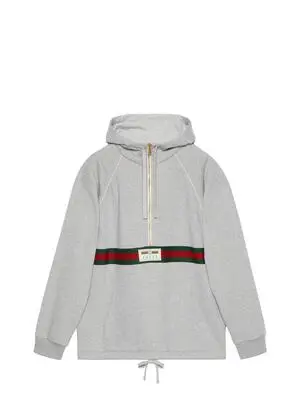 Gucci Cotton Half Zip Hoodie - Grey