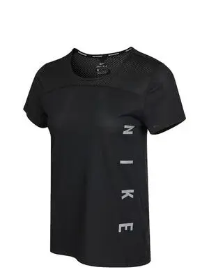 Nike Dri-fit Short Sleeve Performance T-shirt With Reflective Logo - Black