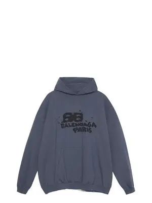 Balenciaga Hand-drawn Bb Icon Hoodie - Blue