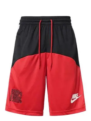 Nike Colorblock Logo Straight Shorts Black Red - Default Color