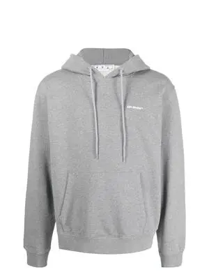 Off-White Wave Outline Diagonal Slim Hoodie - Grey Marl