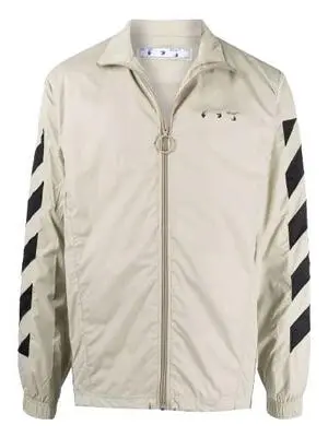 Off-White Diagonal Stripes Zip-up Jacket - Creamy