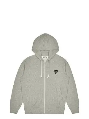 Play Comme Des Garcon Zip Up Hoodie With Black Heart - Grey