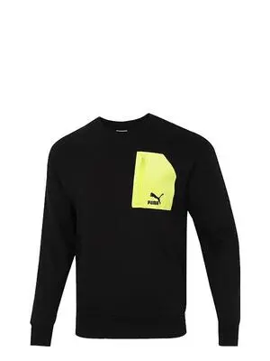 PUMA Contrasting Colors Zipper Pocket Pullover - Black