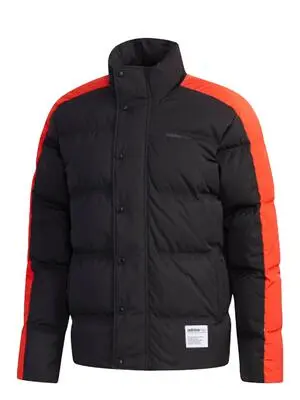 Adidas Puffer Down Jacket With Large Logo Detail - Black