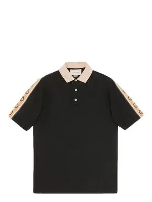Gucci Interlock Double G Stripe Polo Shirt - Black