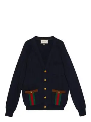 Gucci Ribbon Knitted Wool-blend Cardigan - Black