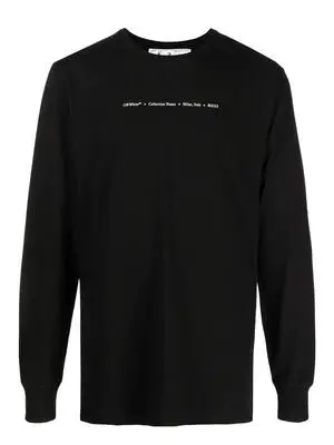 Off-White Cotton Arrow Logo Printing Round Neck Long Sleeves Black - Multi-color