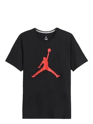 JORDAN Casual Sports Round Neck Large Logo Short Sleeve - Black