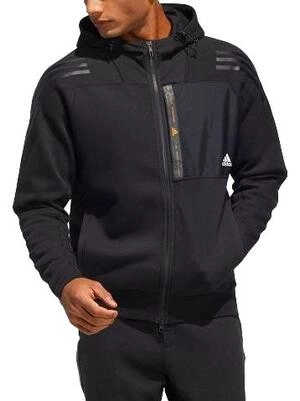 Adidas Solid Color Knit Hooded Jacket - Default Color