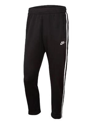 Nike Side Stripe Print Pants Foot Zipper Knit Sports Trousers - Black
