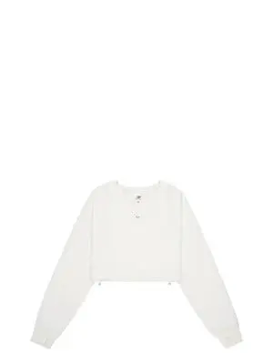 NEW BALANCE Crewneck Long Sleeve Cropped Top - Ivory