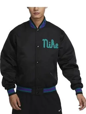 Nike Dugout Loose Satin Bomber Jacket - Black