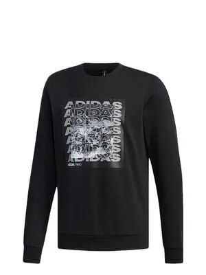 Adidas Neo Graphic Print Crewneck Sweatshirt - Black