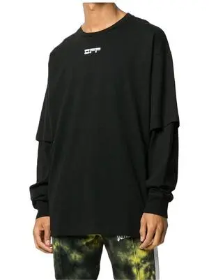 Off-White Back Mask Human Face Printing Round Neck - Black