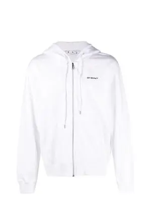 Off-White Diag-print Zip-up Hoodie - White