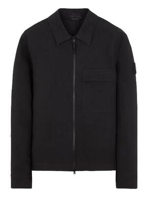 Stone Island Spread Collar Zip-up Jacket - Black
