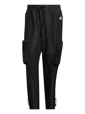 Adidas Solid Color Pocket Logo Printing Straight Lacing Sports Pants/trousers/joggers Black - Multi-color