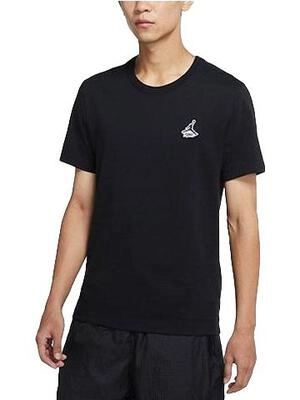 JORDAN Printing Short Sleeve Casual Embroidered Short Sleeve T-shirt - Black