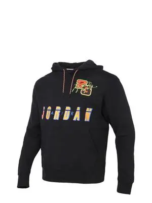 JORDAN Air Logo Print Basketball Hoodie - Black