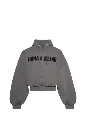 Balenciaga Balenciaga Human Being Round Zip-Up Hoodie Dark Grey