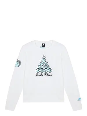 NEW BALANCE Round Neck Solid Color Funny Pattern Long Sleeves T-shirt - White