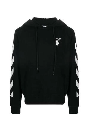 Off-White Diagonal Stripes Logo Hoodie - Black