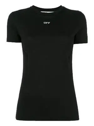 Off-White Floral Print Short Sleeve T-shirt - Black