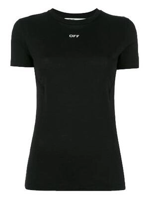 Off-White Floral Print Short Sleeve T-shirt - Black
