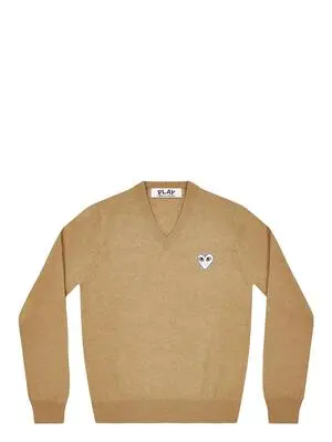 Play Comme Des Garcon V-neck Pullover - Beige