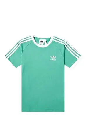 Adidas Originals 3-stripes Tee Casual Round Neck Loose Logo Stripe Short Sleeve - Green