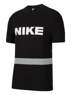 Nike Logo Alphabet Printing Round Neck Casual Short Sleeve T-shirt - Black