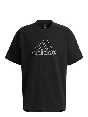 Adidas Brand Logo Solid Color Stripe Breathable Short Sleeve Black - Multi-color