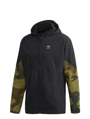 Adidas Originals Camouflage Splicing Hooded Windbreaker - Black