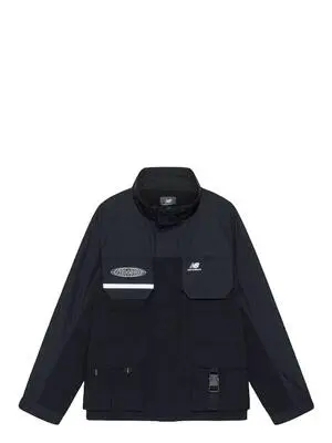 NEW BALANCE Windproof Hooded Cargo Jacket - Black/white