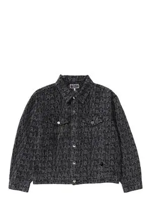 A BATHING APE Lux Sport Pattern Jacquard Denim Trucker Jacket - Black